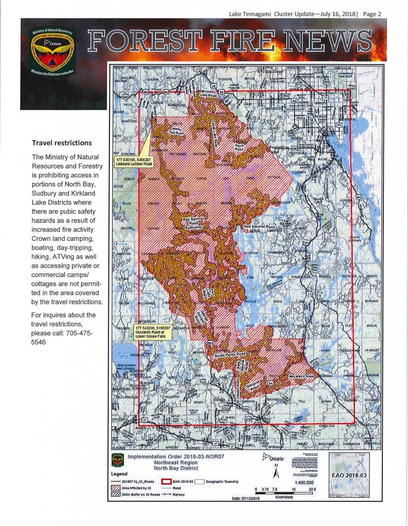 MNR Lake Temagami Cluster Fire Update | July 16, 2018