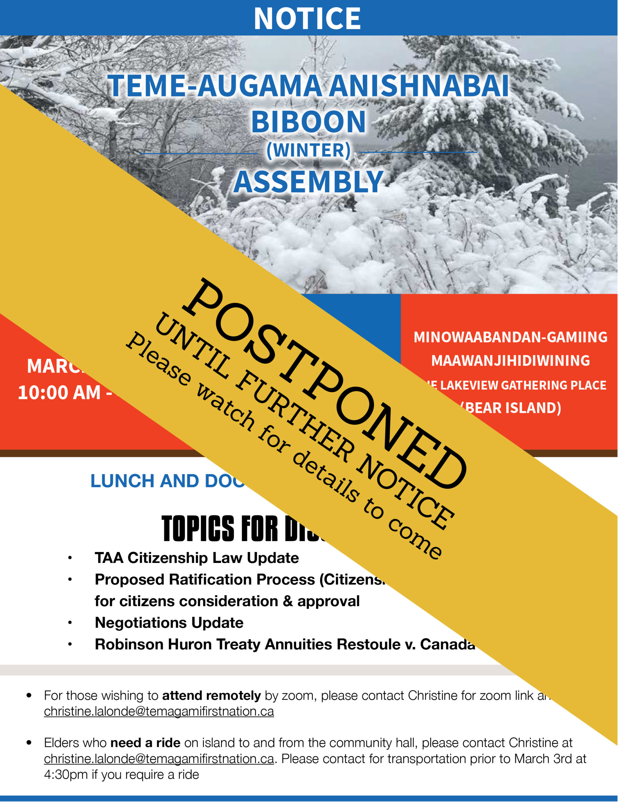 POSTPONED: TAA Biboon Assembly