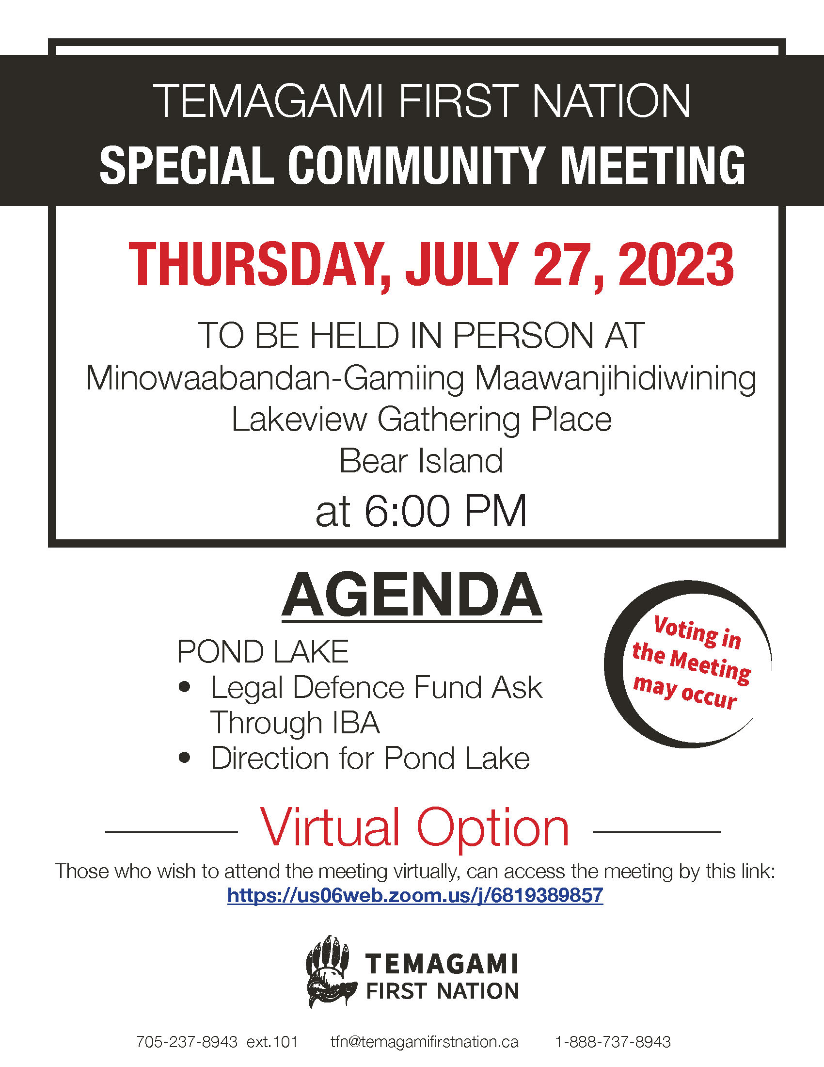 Special Community Meeting – July 27, 2023